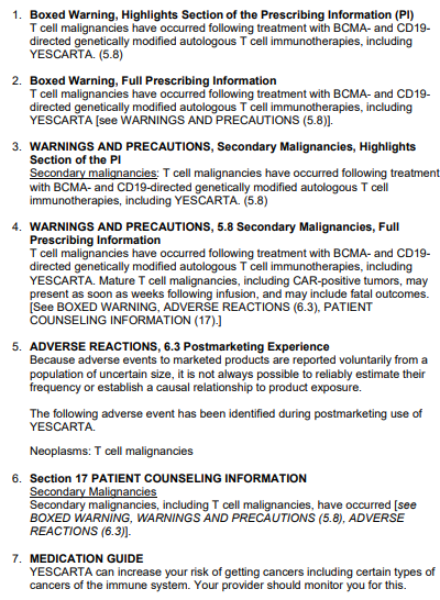 FDA ber CAR-T-produsenter advare om kreftrisiko